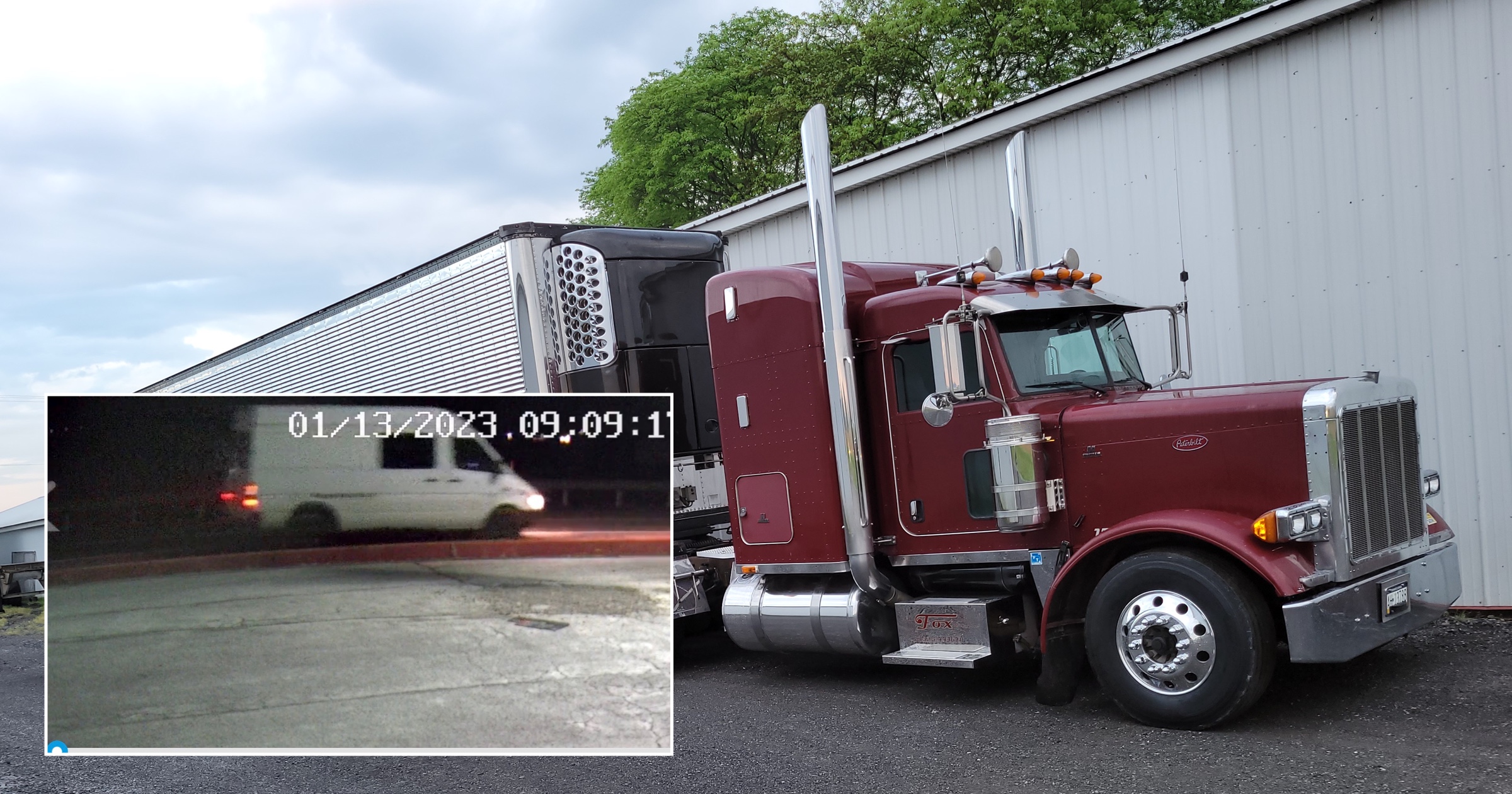 Maroon Peterbilt truck tractor stolen from Myerstown repair shop - LebTown